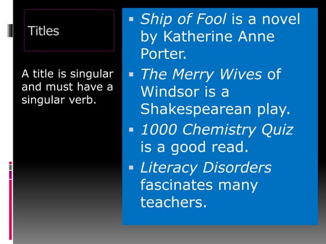 Agreement between the verb and confusing subjects | PPTX