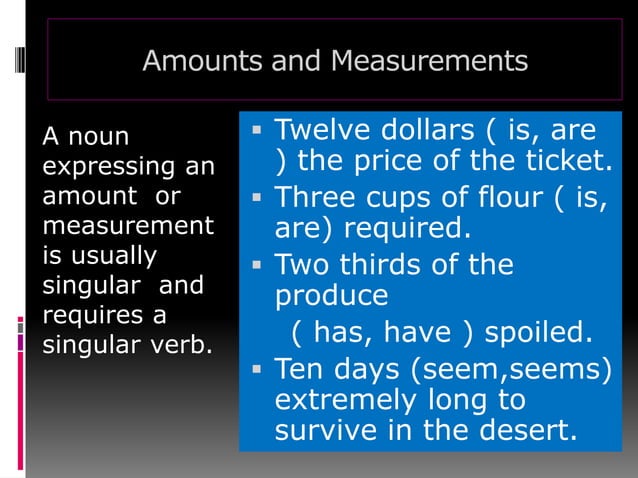 Agreement between the verb and confusing subjects | PPTX