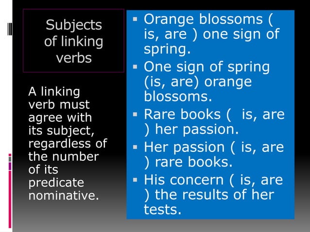 Agreement between the verb and confusing subjects | PPTX