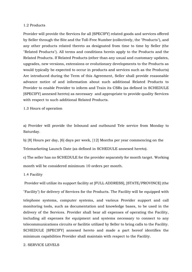 AGREEMENT FOR OUTSOURCING CALL CENTRE FORMAT | PDF
