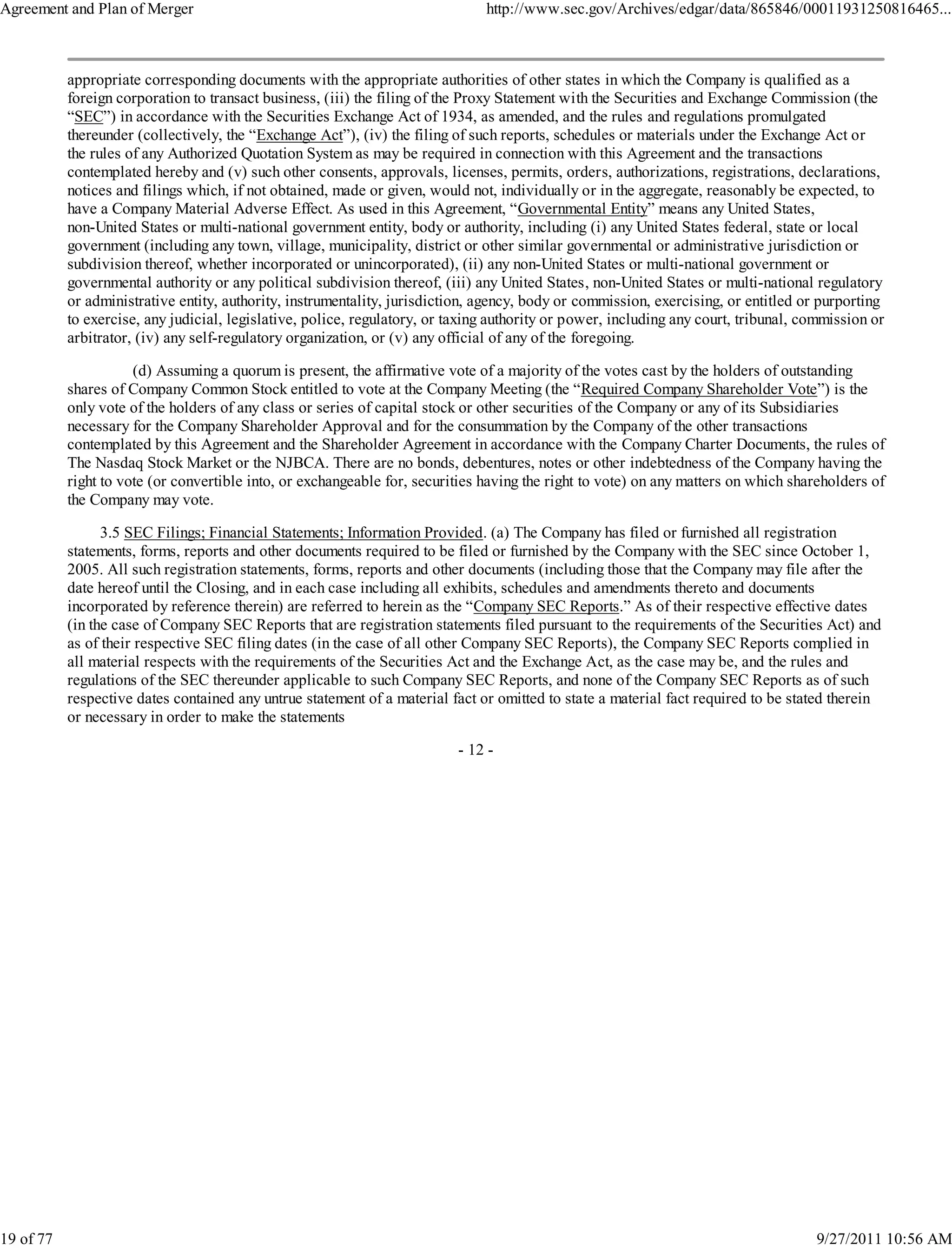 Elevation Insights™ | Agreement & Plan of Merger (GE & VITAL SIGNS ...