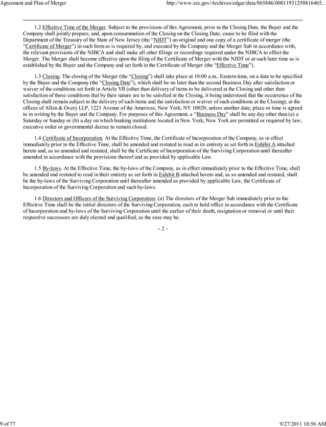 Elevation Insights™ | Agreement & Plan of Merger (GE & VITAL SIGNS ...