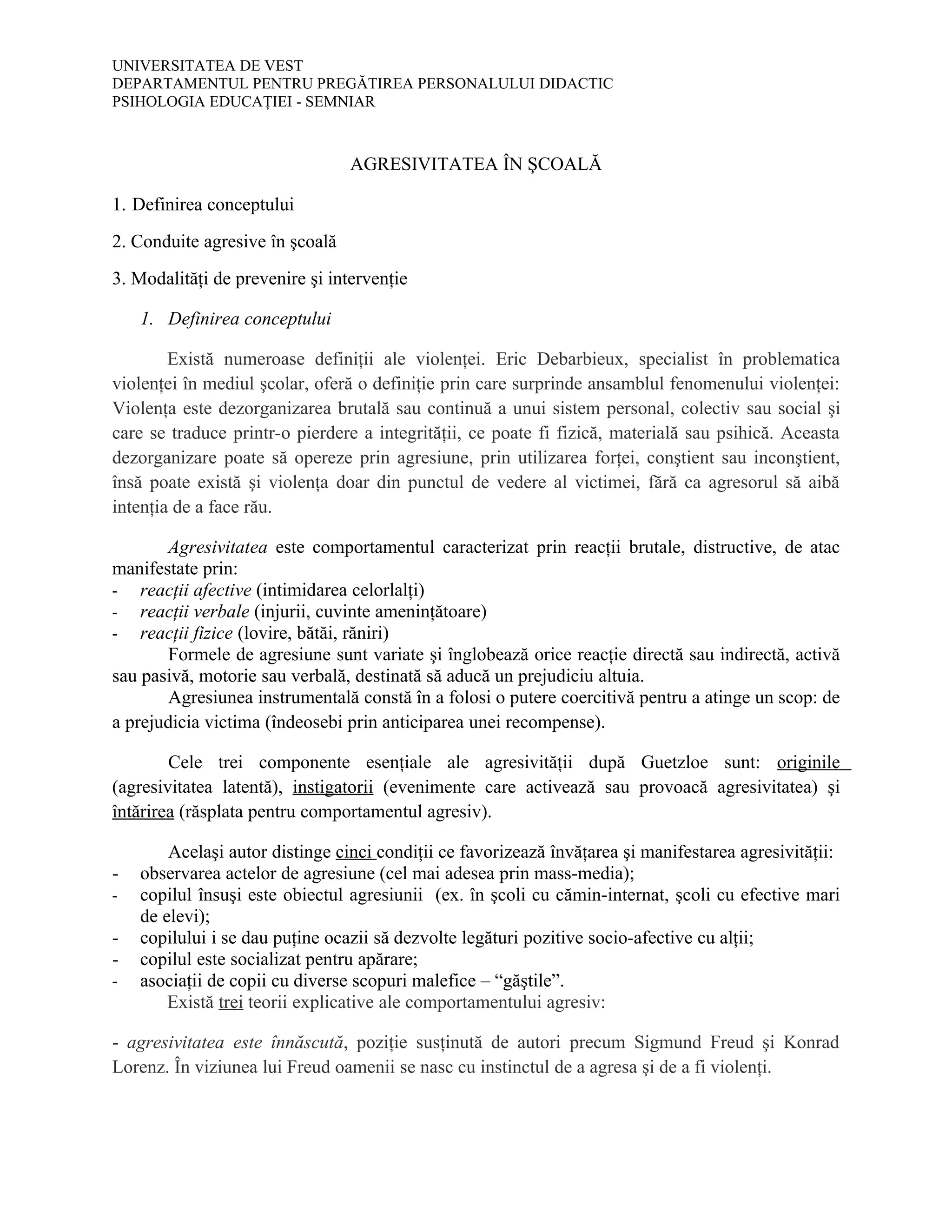 Agresivitatea in-scoala | PDF