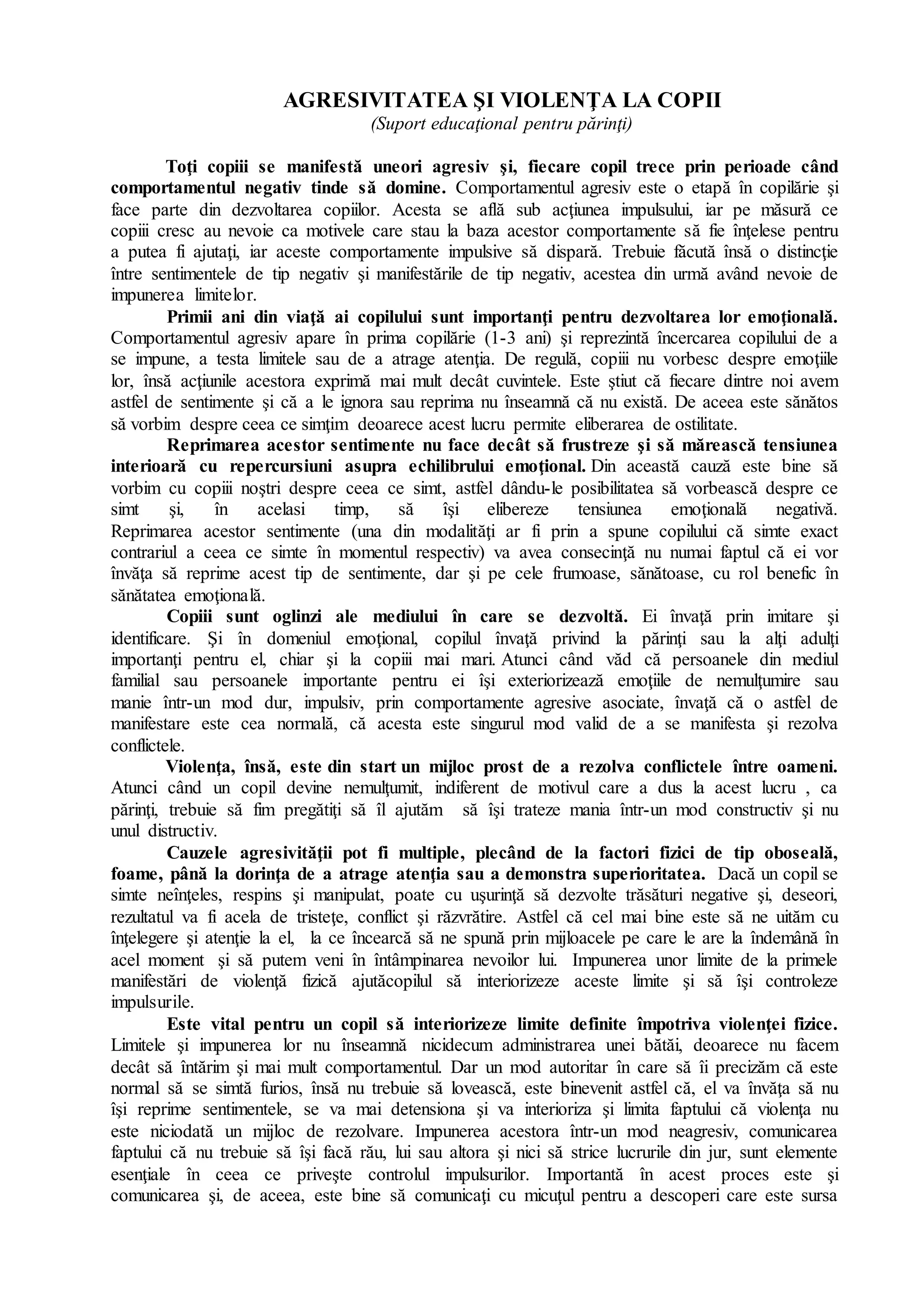 Agresivitatea si violenta_la_copii_referat | DOCX