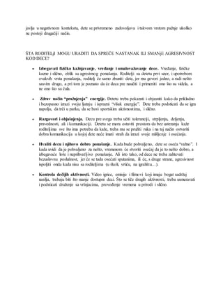 Agresivnost kod dece i kako roditelji trebaju reagovati | PDF