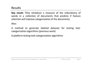 Agressive feature selection for text categorization | PPT
