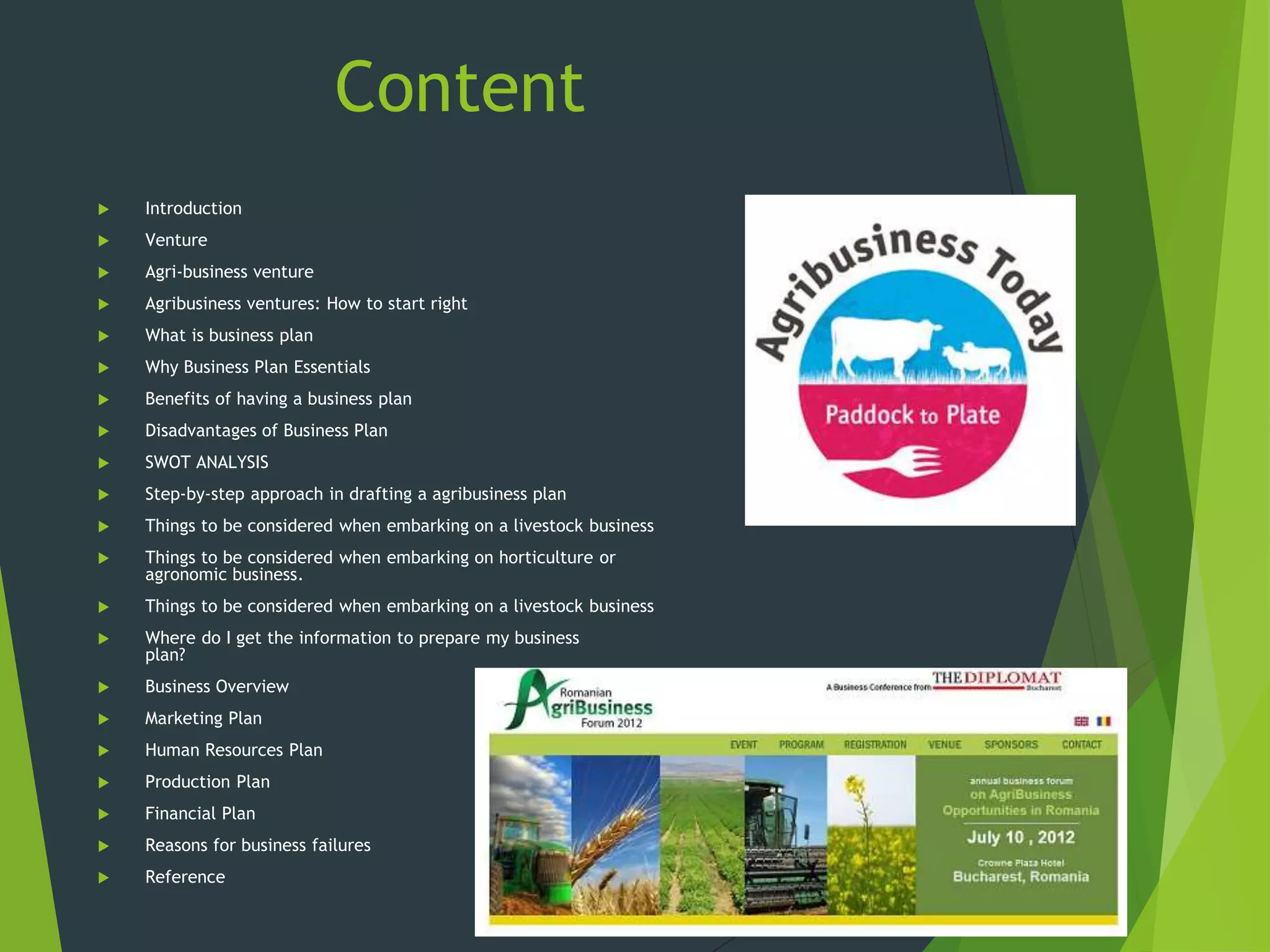 Agri Business Venture & Business plan | PPTX