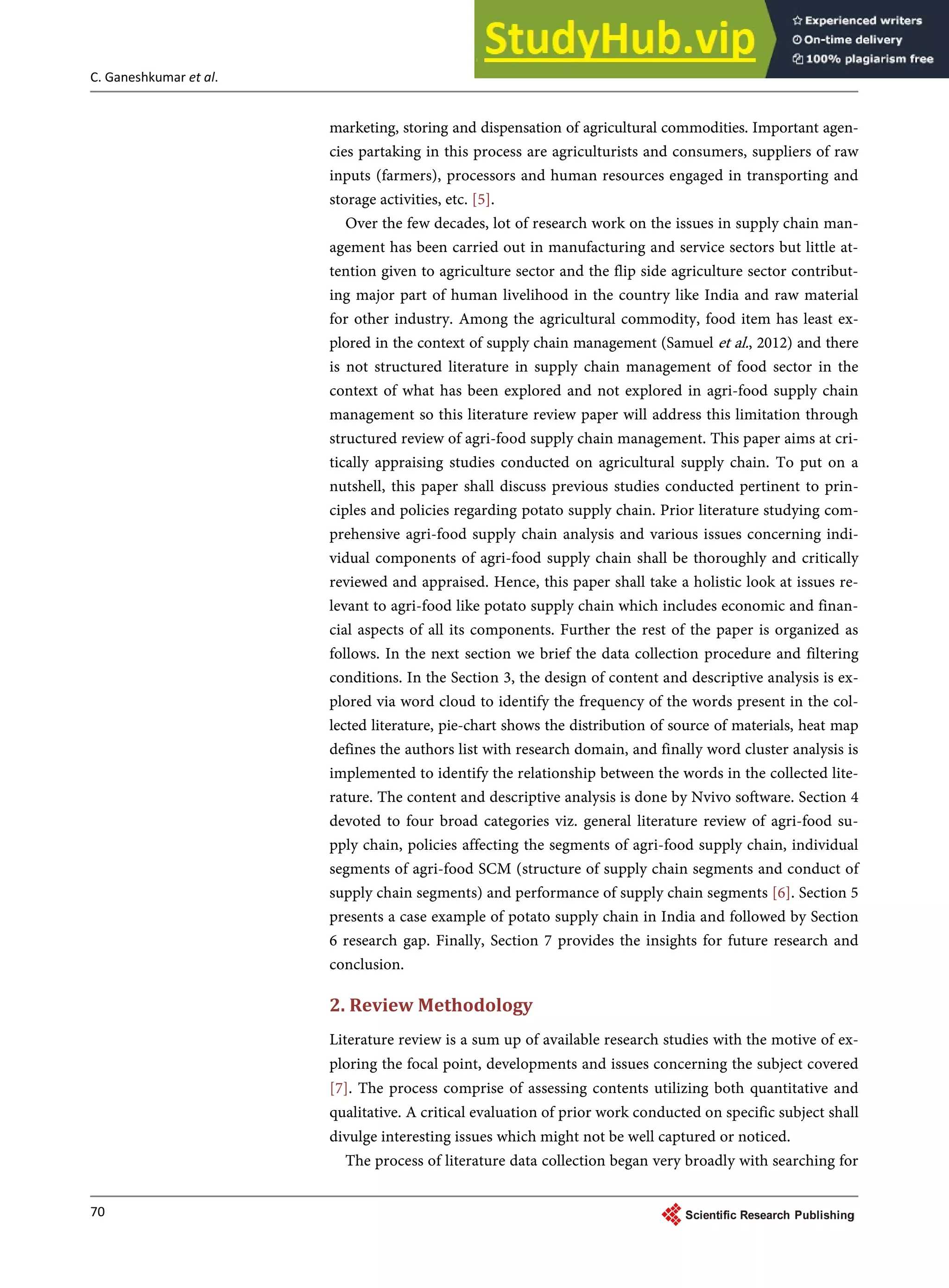 Agri-Food Supply Chain Management Literature Review | PDF