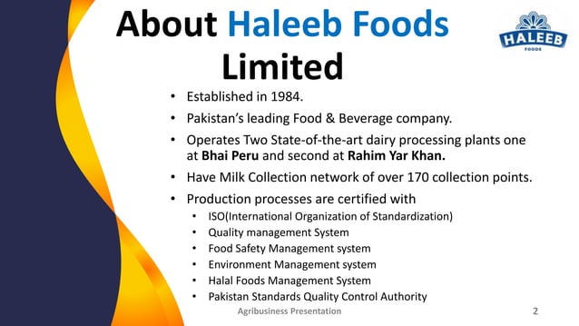 Presentation on Haleeb Foods | PPTX