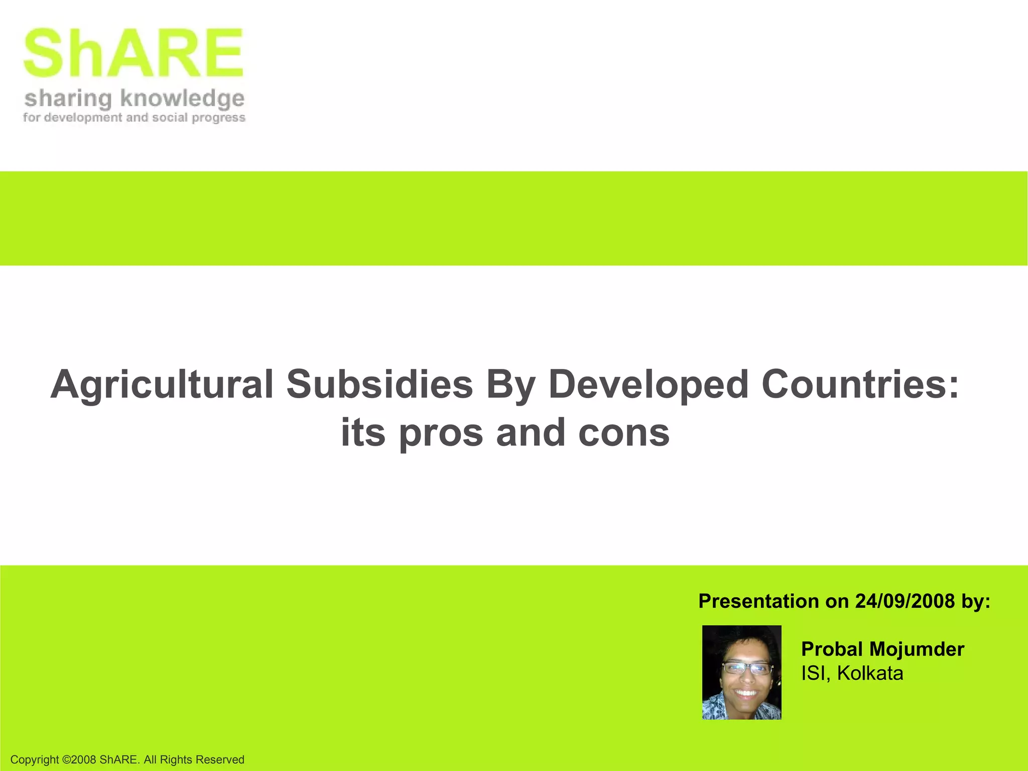 Agricultural Subsidies By Developed Countries: Its Pros and Cons | PPT | Agriculture | Industries