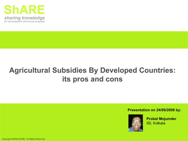 Agricultural Subsidies By Developed Countries: Its Pros and Cons | PPT | Agriculture | Industries