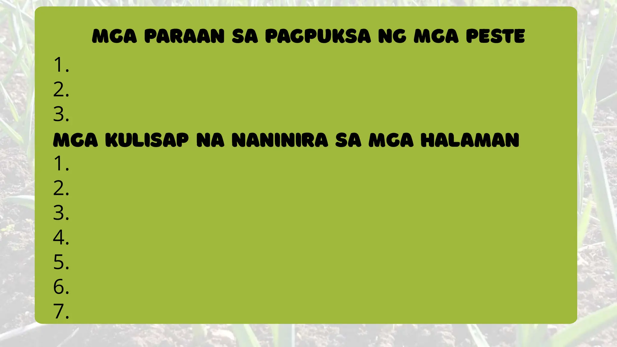 Agri 5 Wk 2 Masistemang Pangangalaga ng Tanim na mga Gulay.pptx