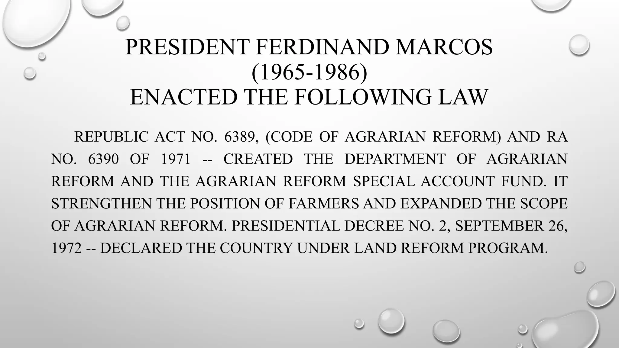 AGRIARIAN REFORM, A report that explain what happened in the history ...
