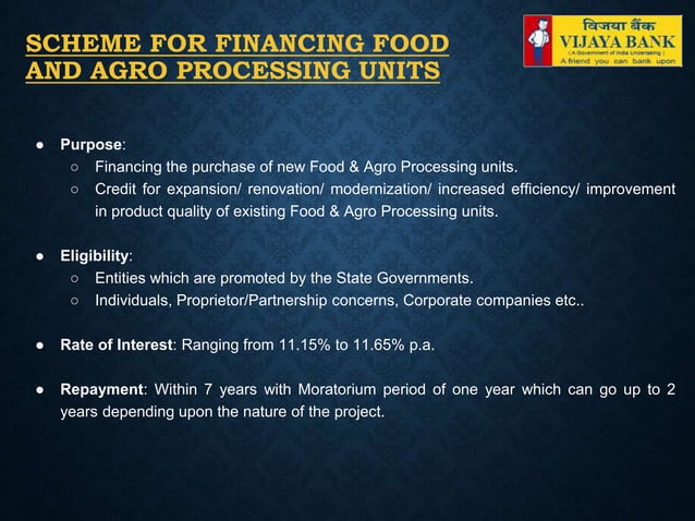 Agri banking schemes from vijaya bank | PPT