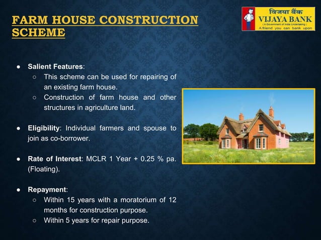 Agri banking schemes from vijaya bank | PPT