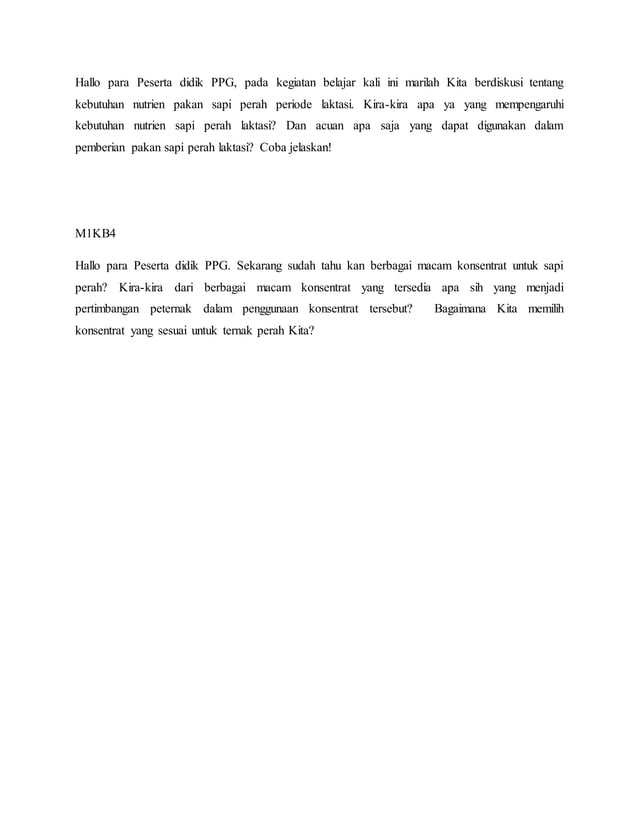 Contoh Forum Diskusi Agribisnis ternak Modul 2 | DOCX