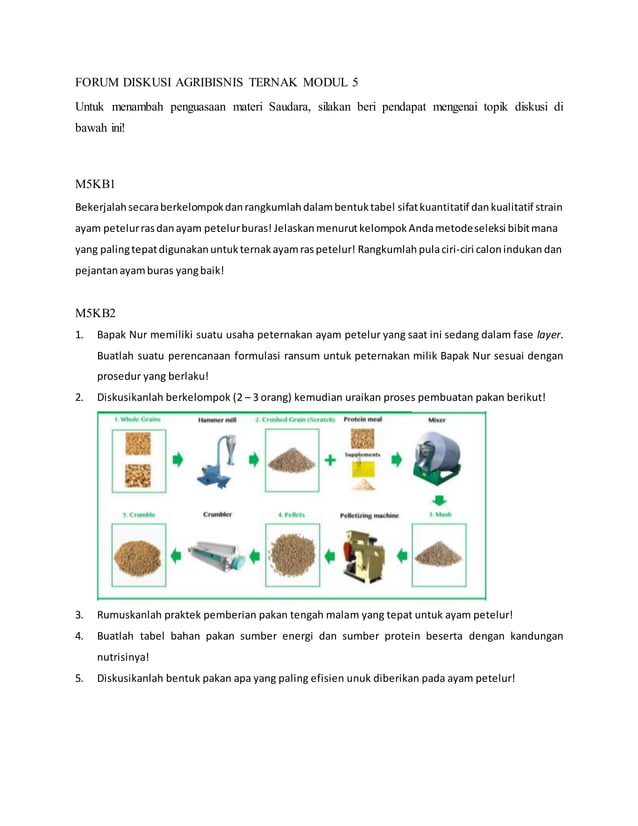 Contoh Forum Diskusi Agribisnis ternak Modul 5 | PDF