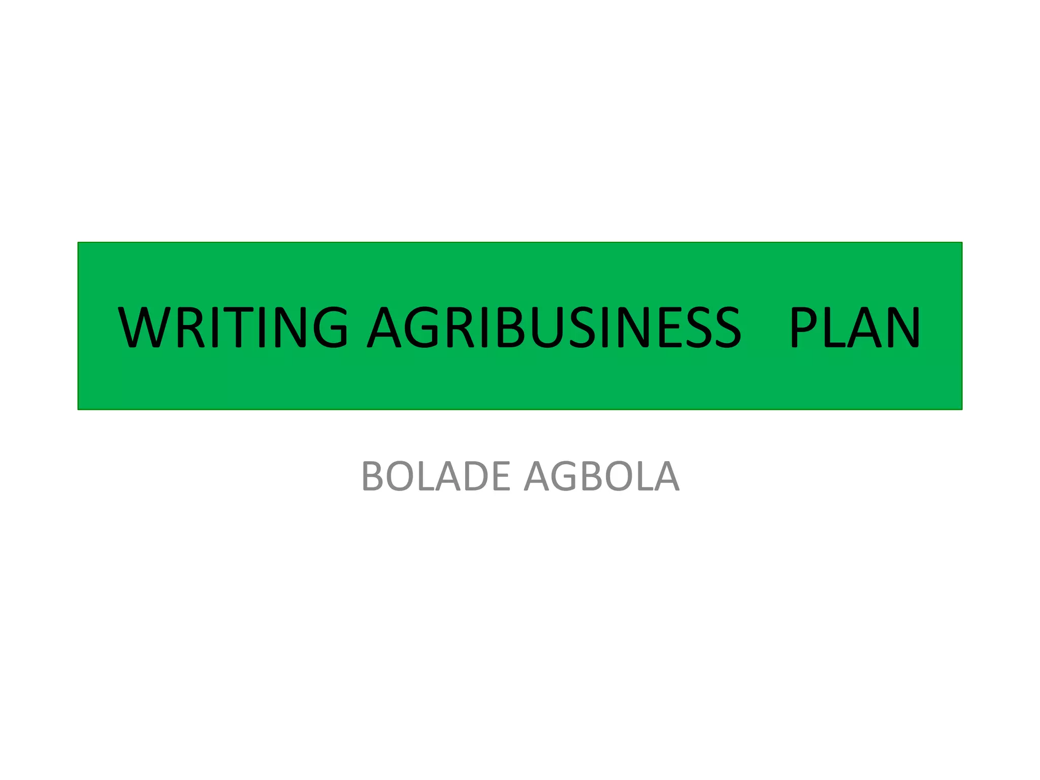 Agribusiness business development plan | PDF