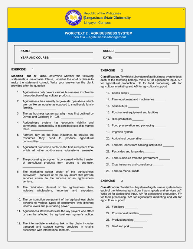 Agribusiness Management Worktext | PDF