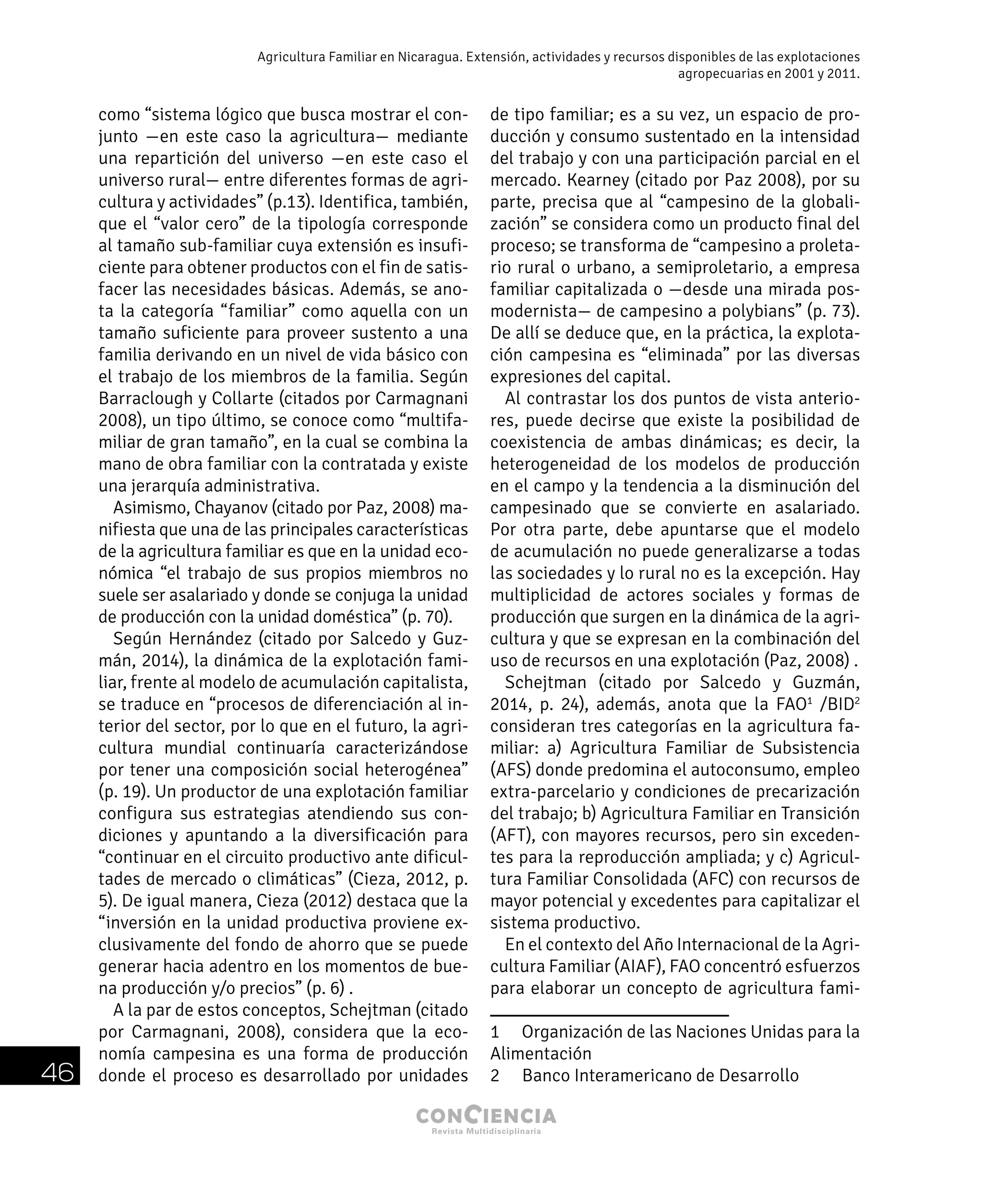 Agricultura familiar en nicaragua. extensión, actividades y recursos ...