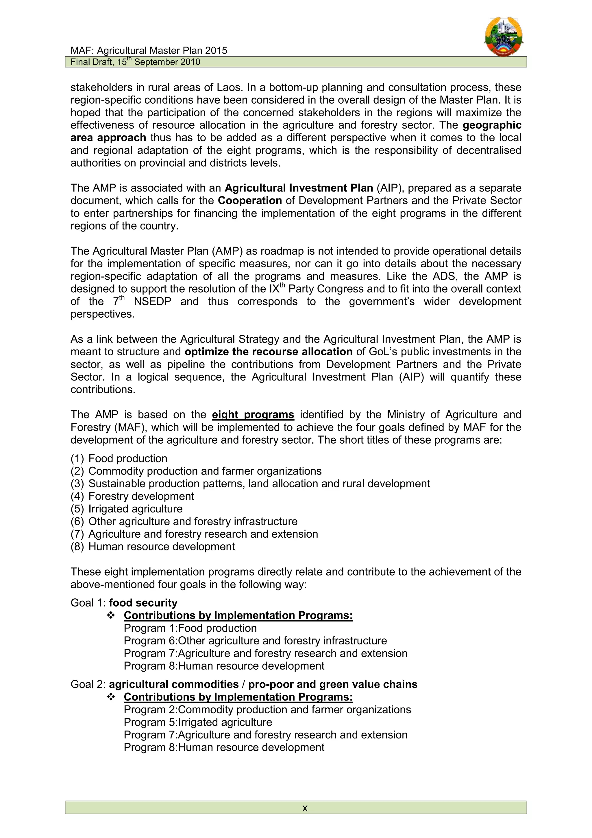 Agricultural master-plan-2011-2015 | PDF