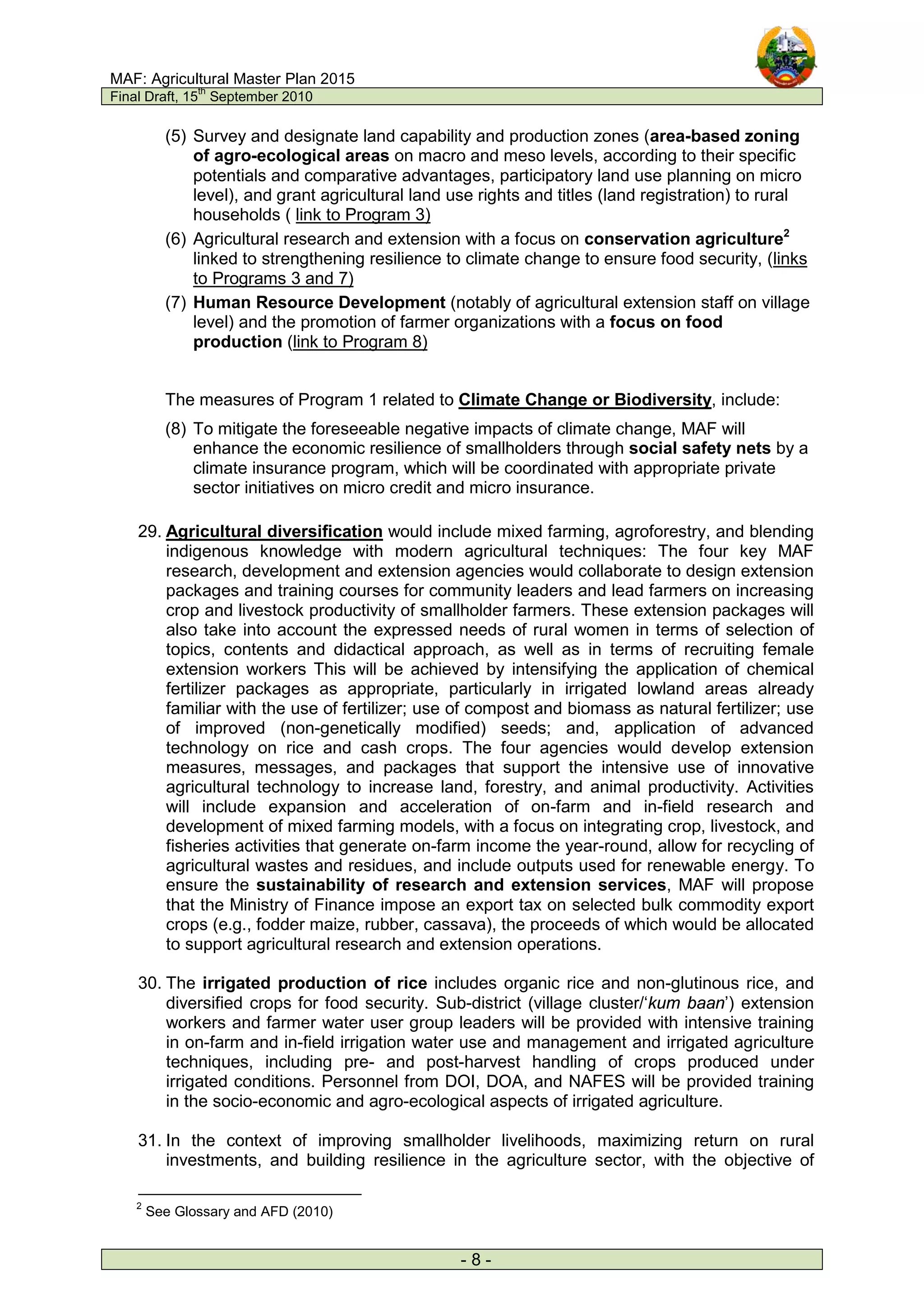 Agricultural master-plan-2011-2015 | PDF