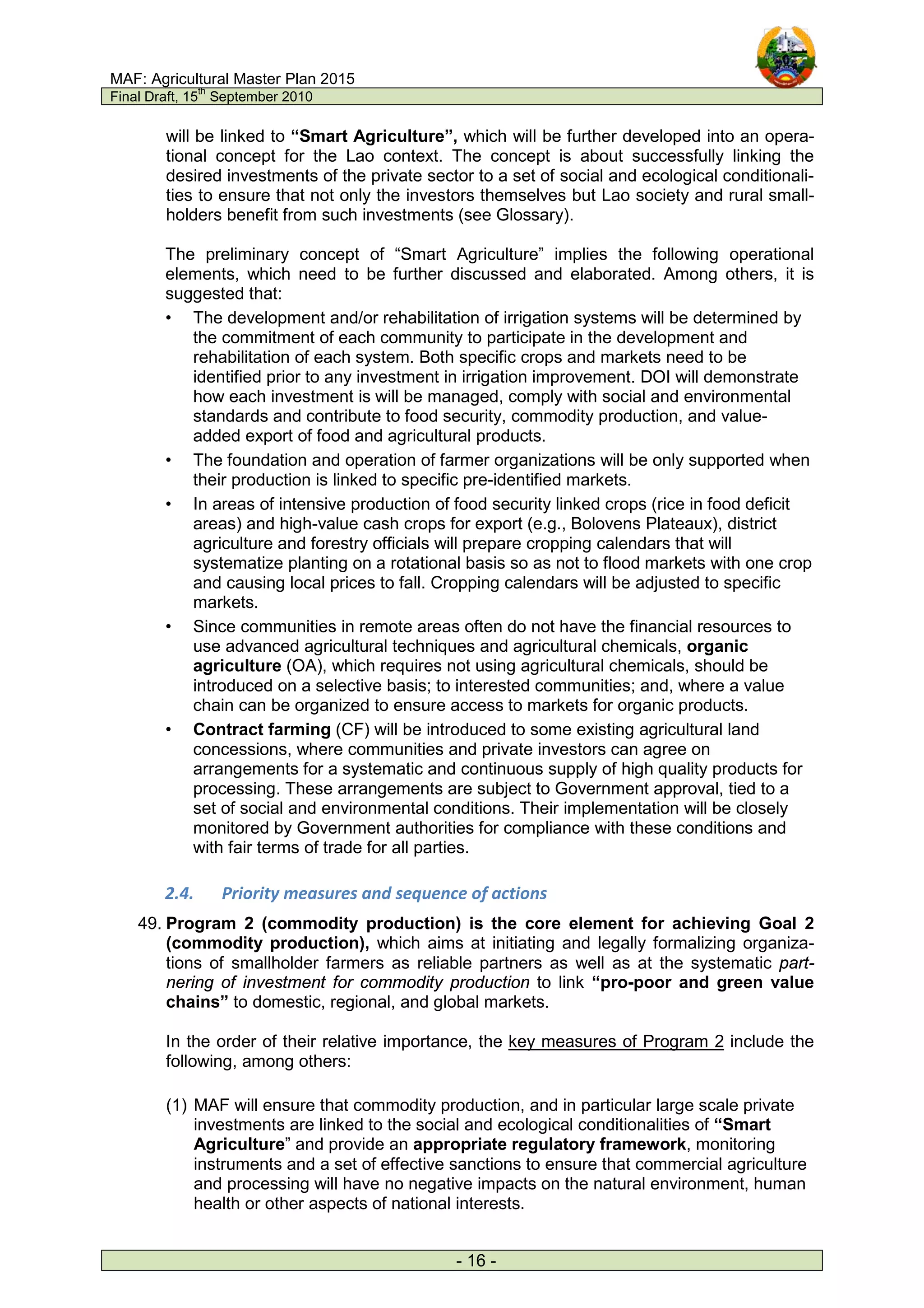 Agricultural master-plan-2011-2015 | PDF