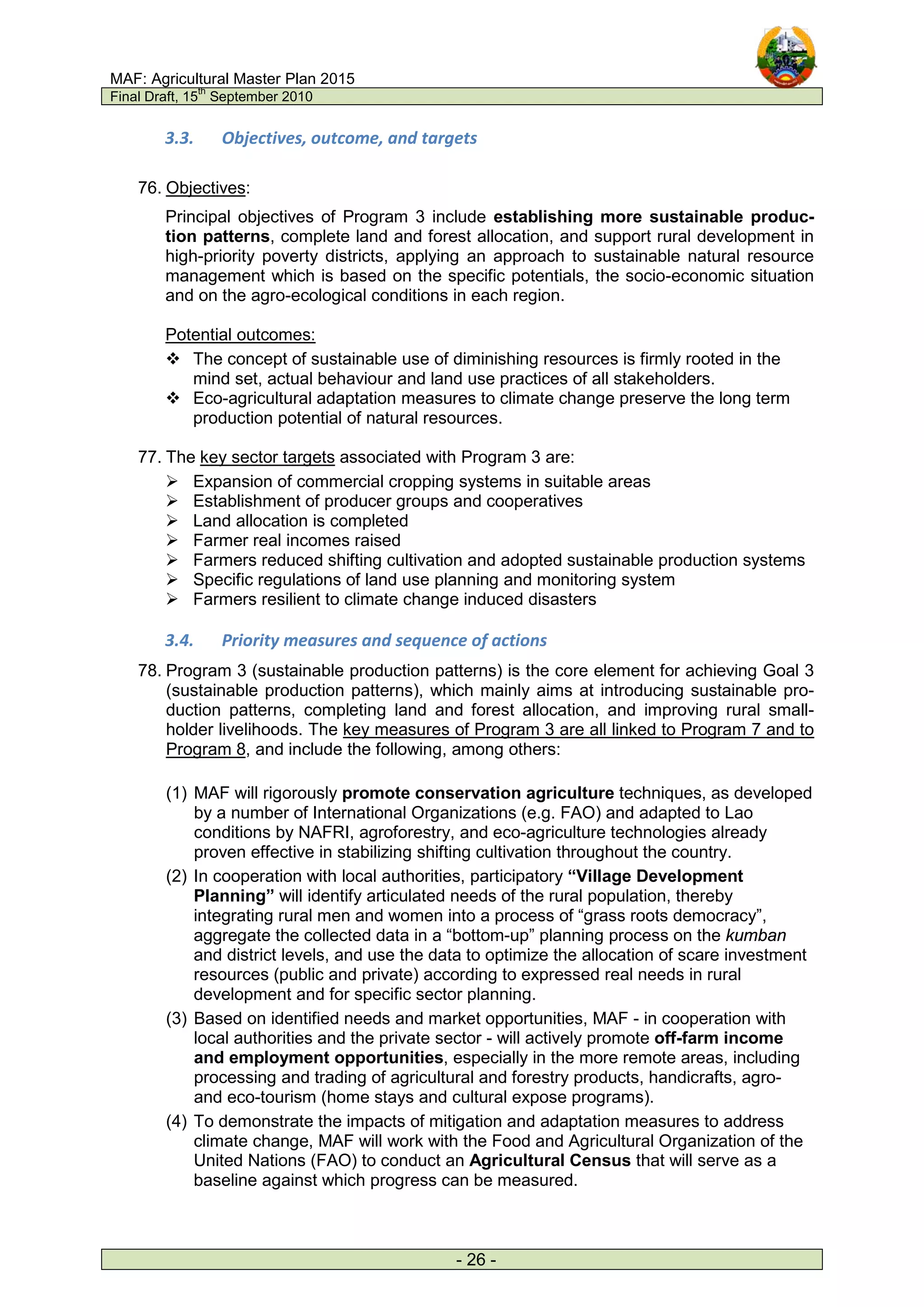 Agricultural master-plan-2011-2015 | PDF