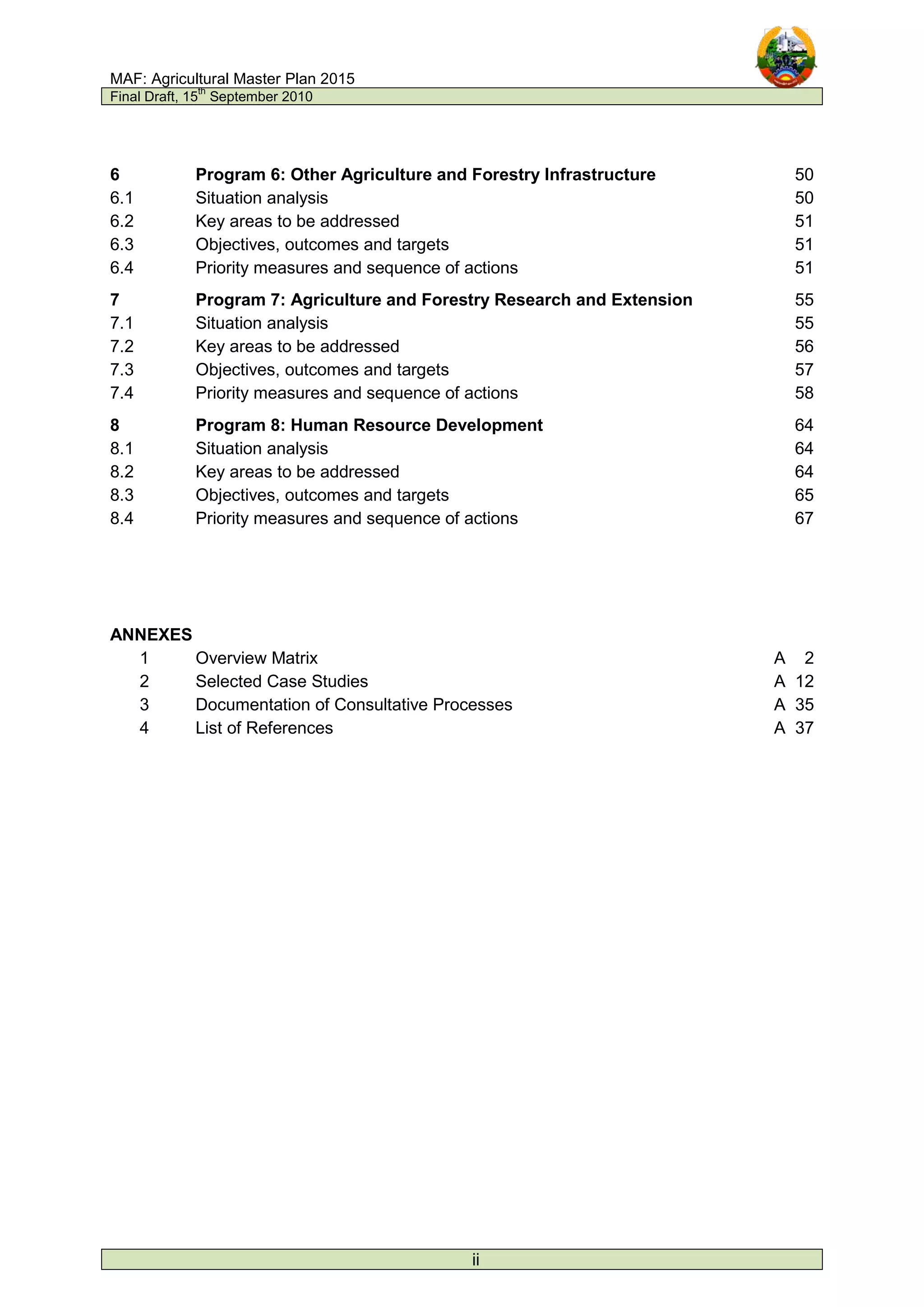 Agricultural master-plan-2011-2015 | PDF