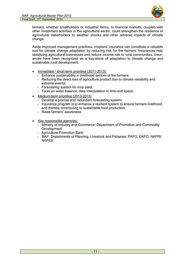 Agricultural master-plan-2011-2015 | PDF