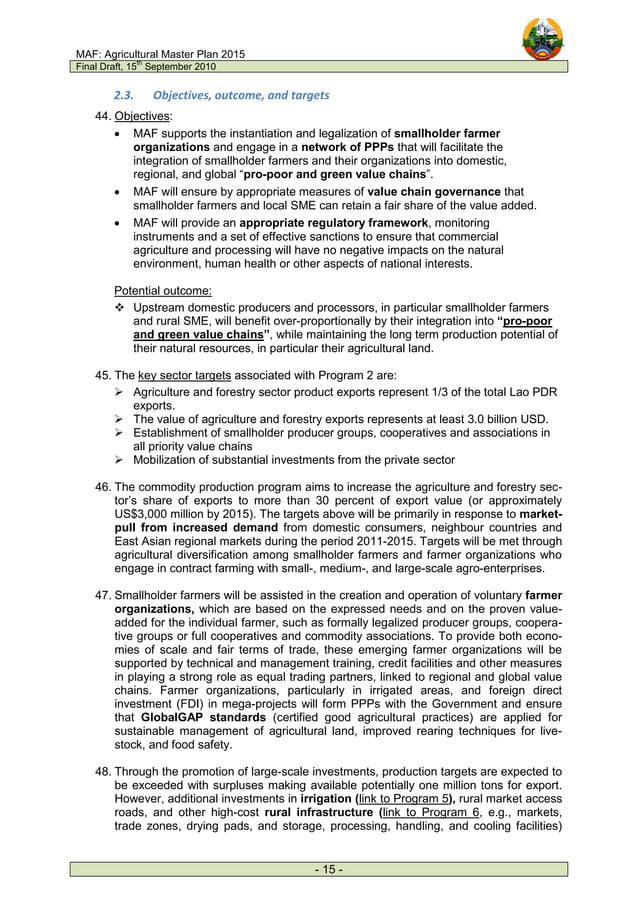 Agricultural master-plan-2011-2015 | PDF