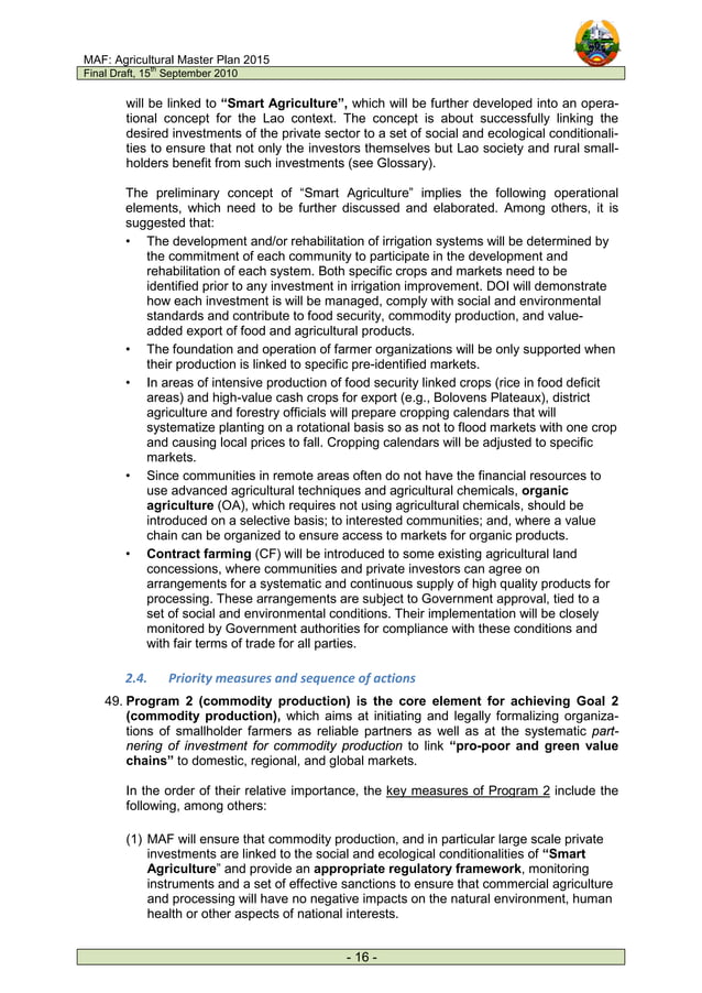 Agricultural master-plan-2011-2015 | PDF