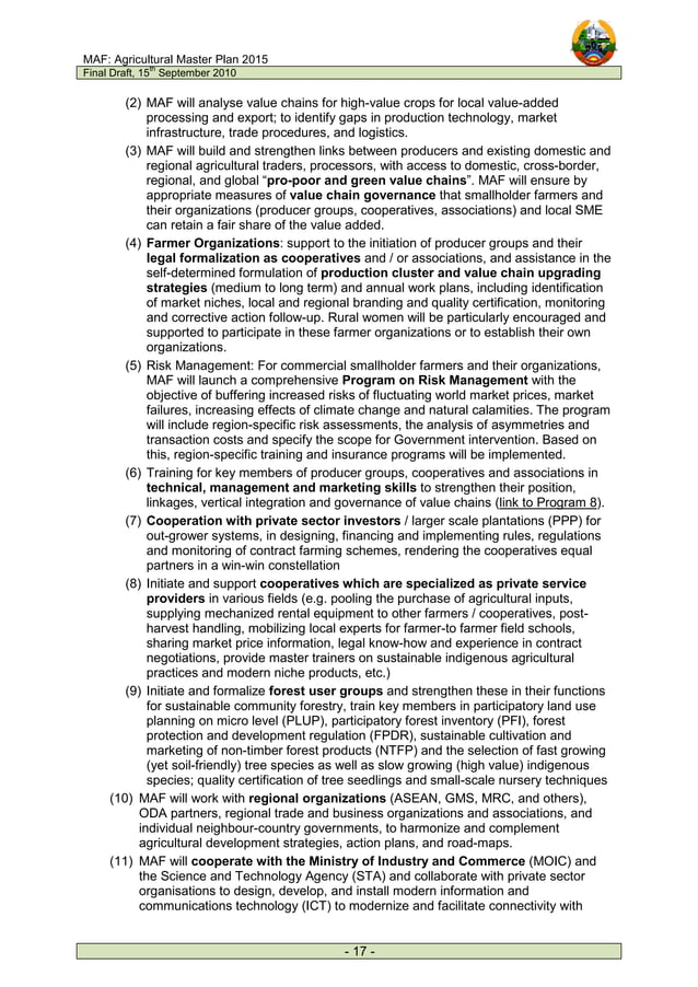 Agricultural master-plan-2011-2015 | PDF