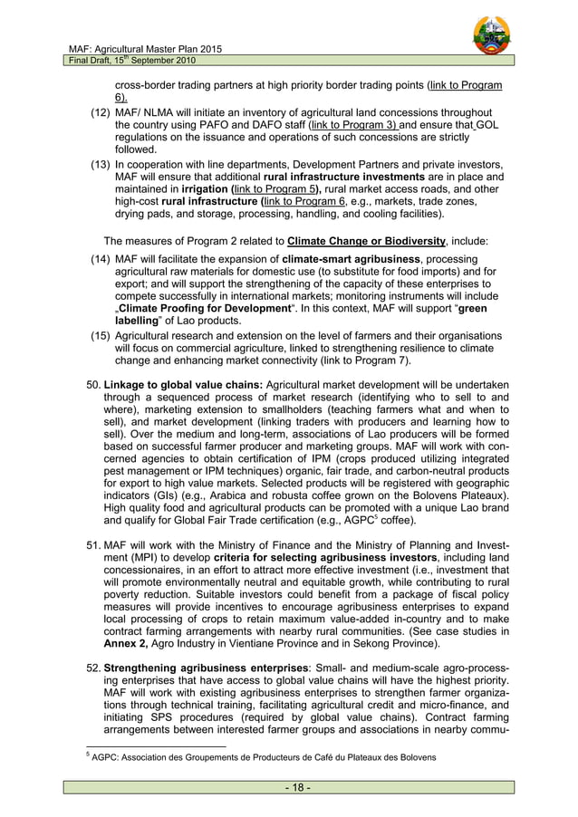 Agricultural master-plan-2011-2015 | PDF