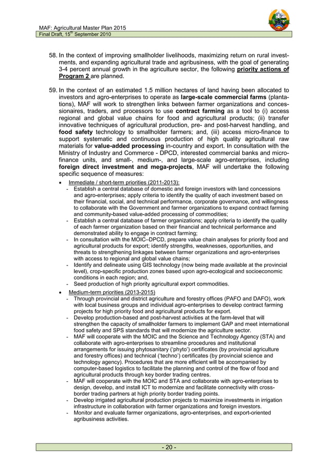 Agricultural master-plan-2011-2015 | PDF