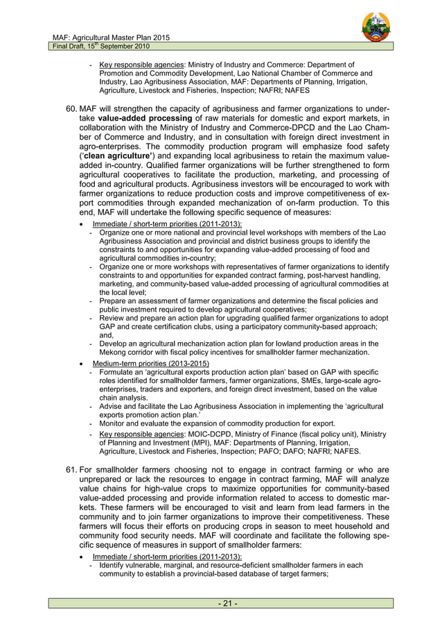 Agricultural master-plan-2011-2015 | PDF