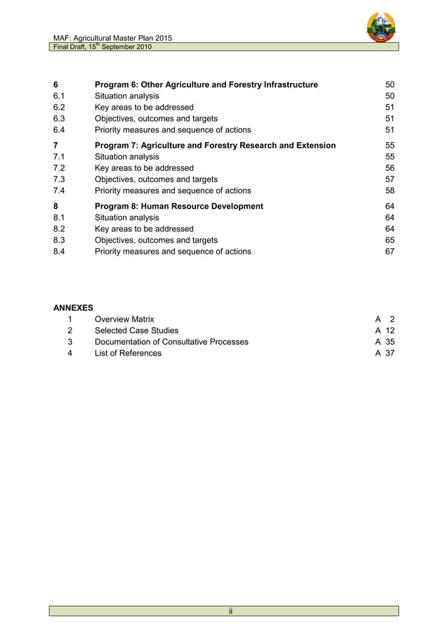 Agricultural master-plan-2011-2015 | PDF
