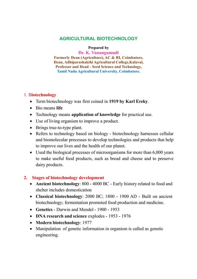 Agricultural Biotechnology.pptx | Biotech and Biomedical Industry | Industries