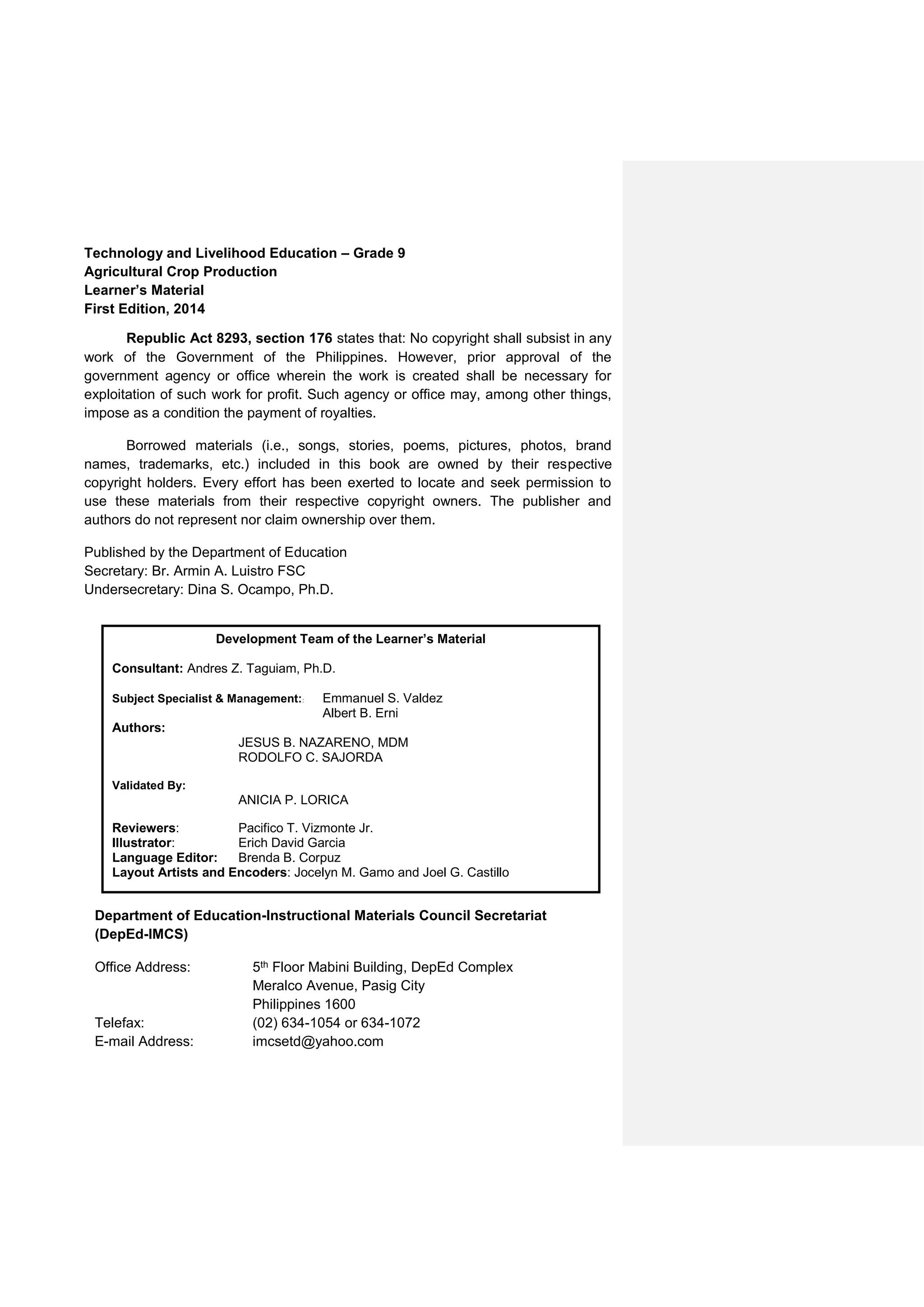 Agricultural crop production module 1 | PDF
