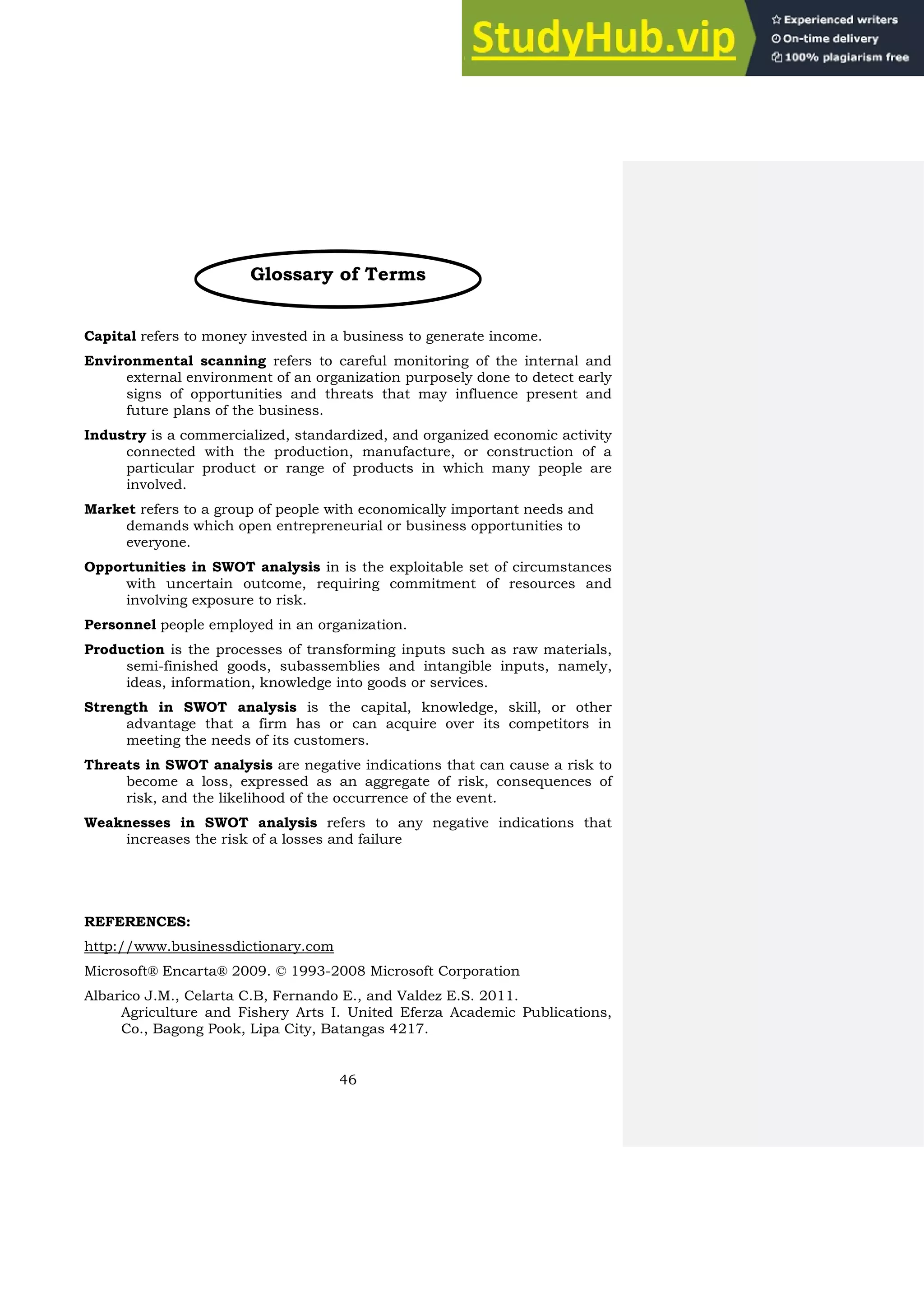 AGRICULTURAL CROP PRODUCTION (ENTREPRENEURSHIP) Module 1 Department Of ...