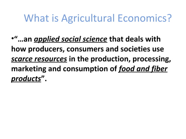Agricultural economics lecture | PPT