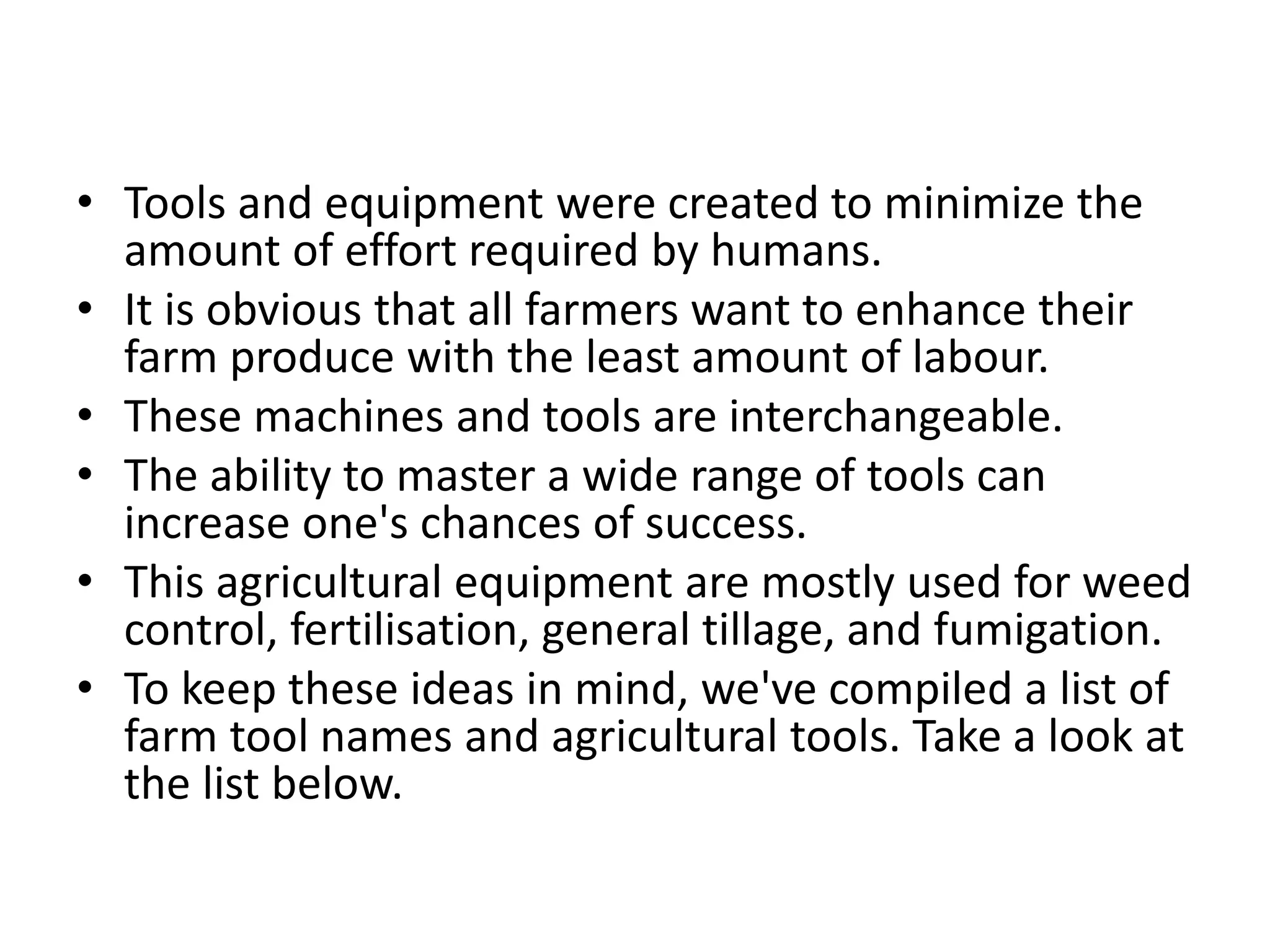 Agricultural implements pictures with names and uses in India | PPTX