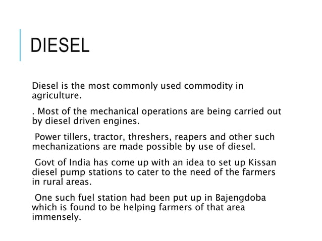 Agricultural inputs, plant protection, electricity and diesel | PPT