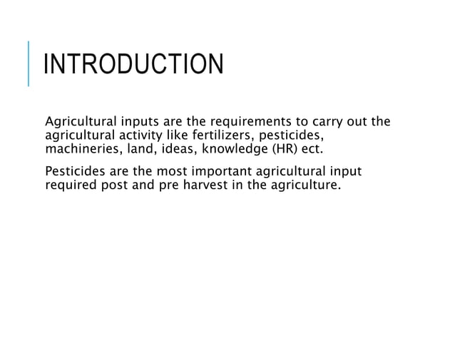 Agricultural inputs, plant protection, electricity and diesel | PPT