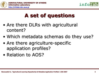 Agricultural Learning Repositories & Metadata Application Profiles ...