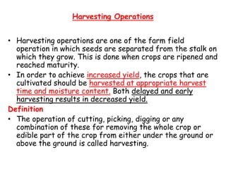 Agricultural machinery capter 5 harvesting machines | PDF