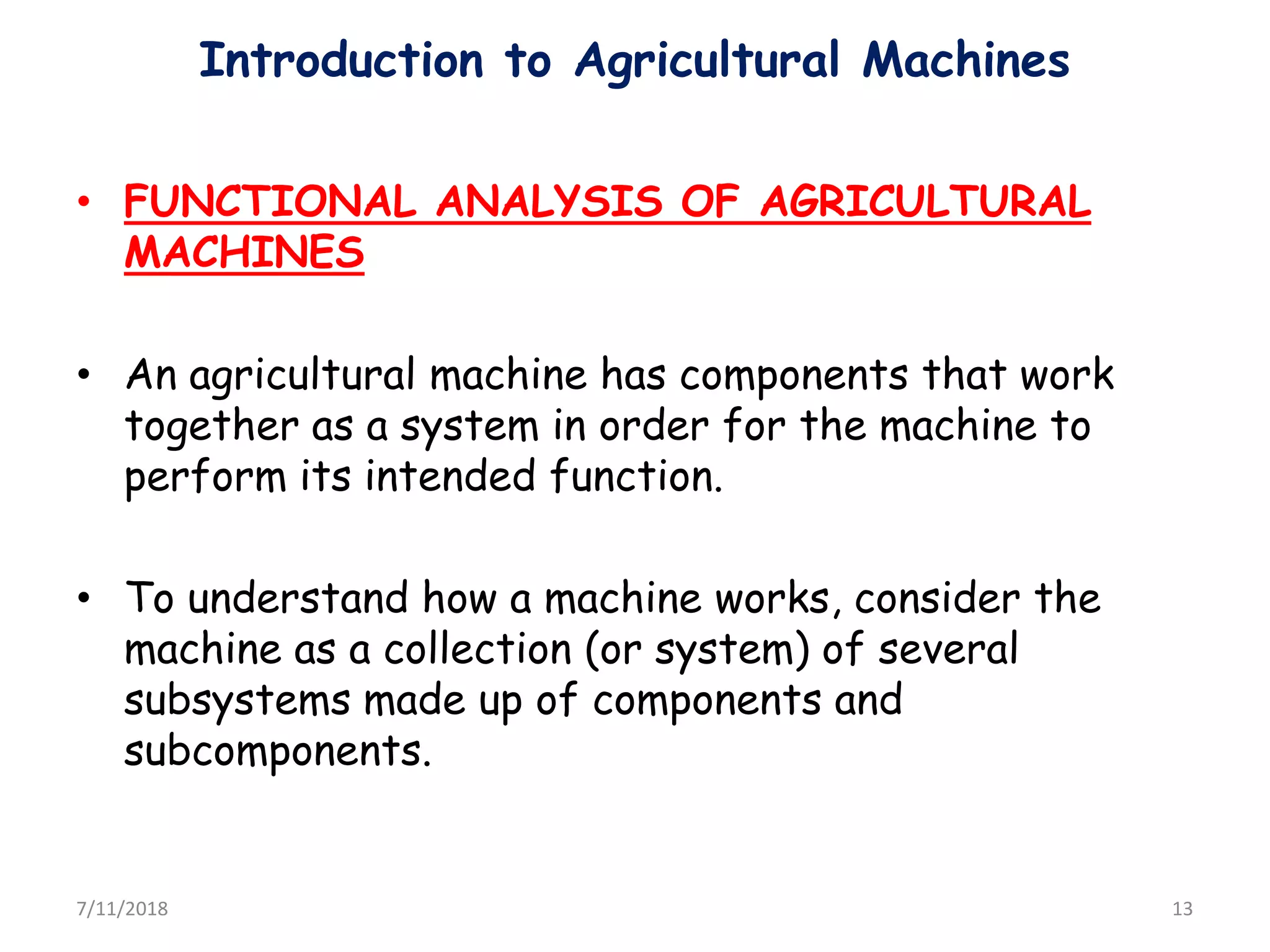 Agricultural machinery chapter 1 | PDF