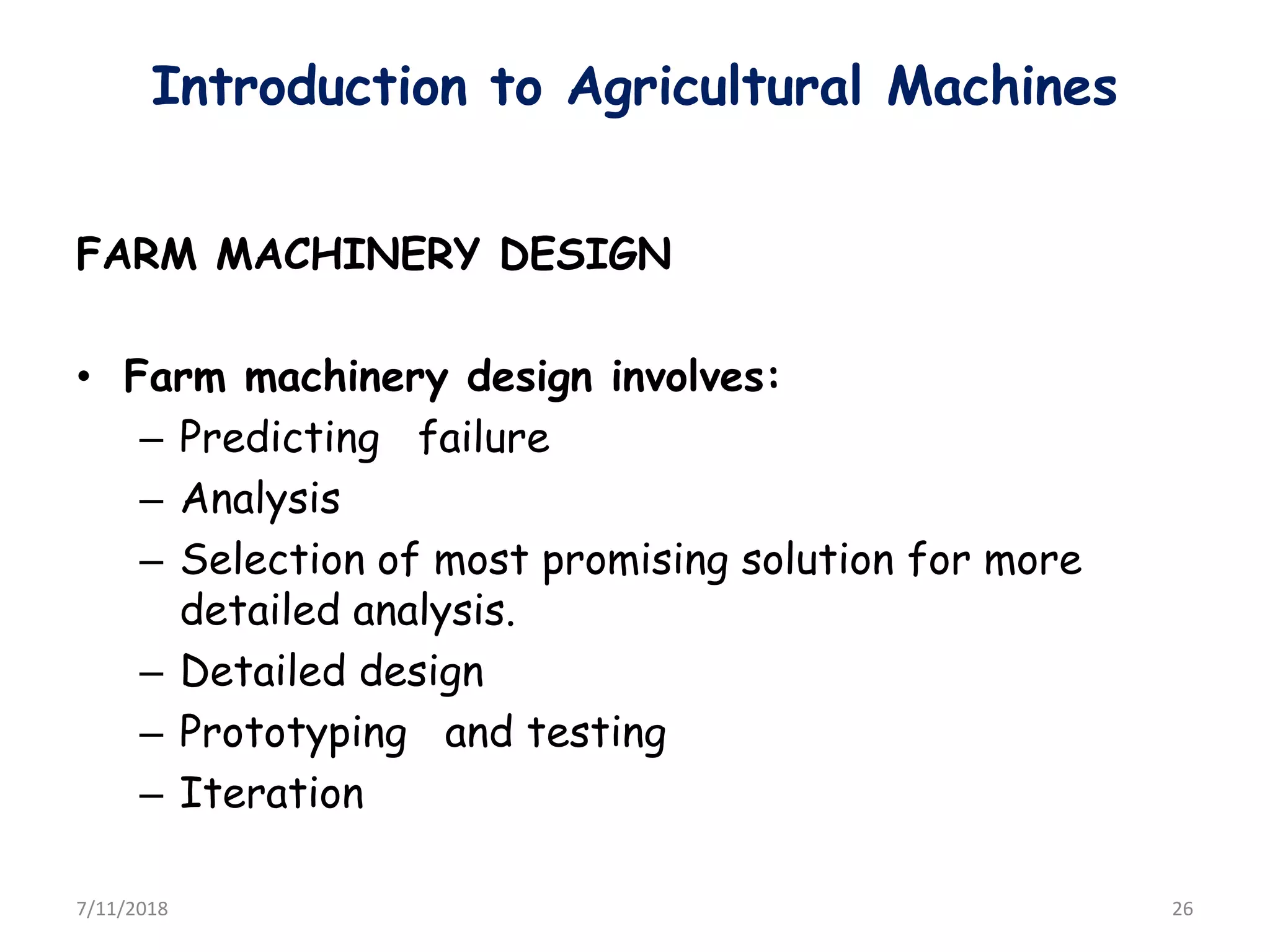 Agricultural machinery chapter 1 | PDF