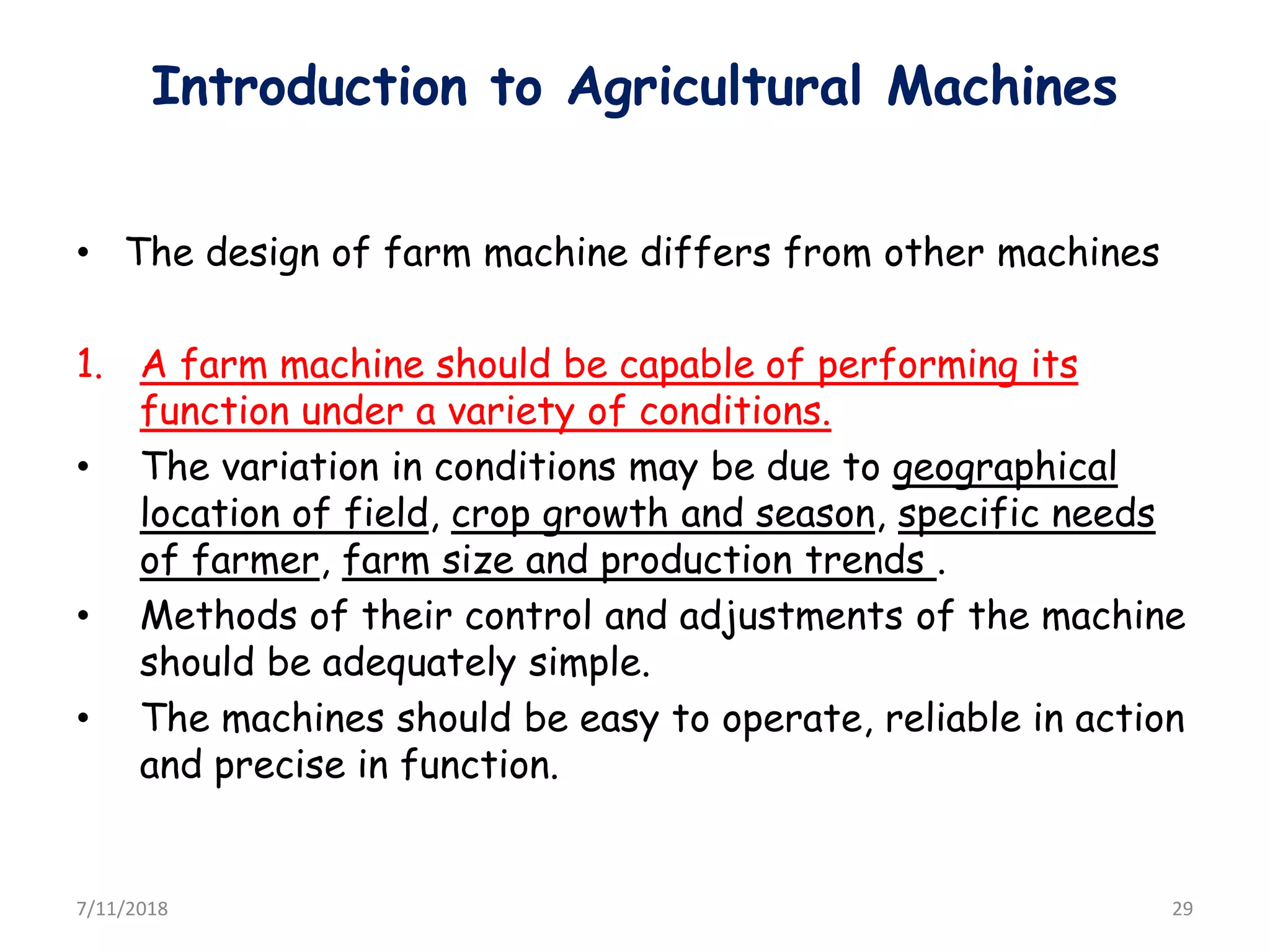 Agricultural machinery chapter 1 | PDF