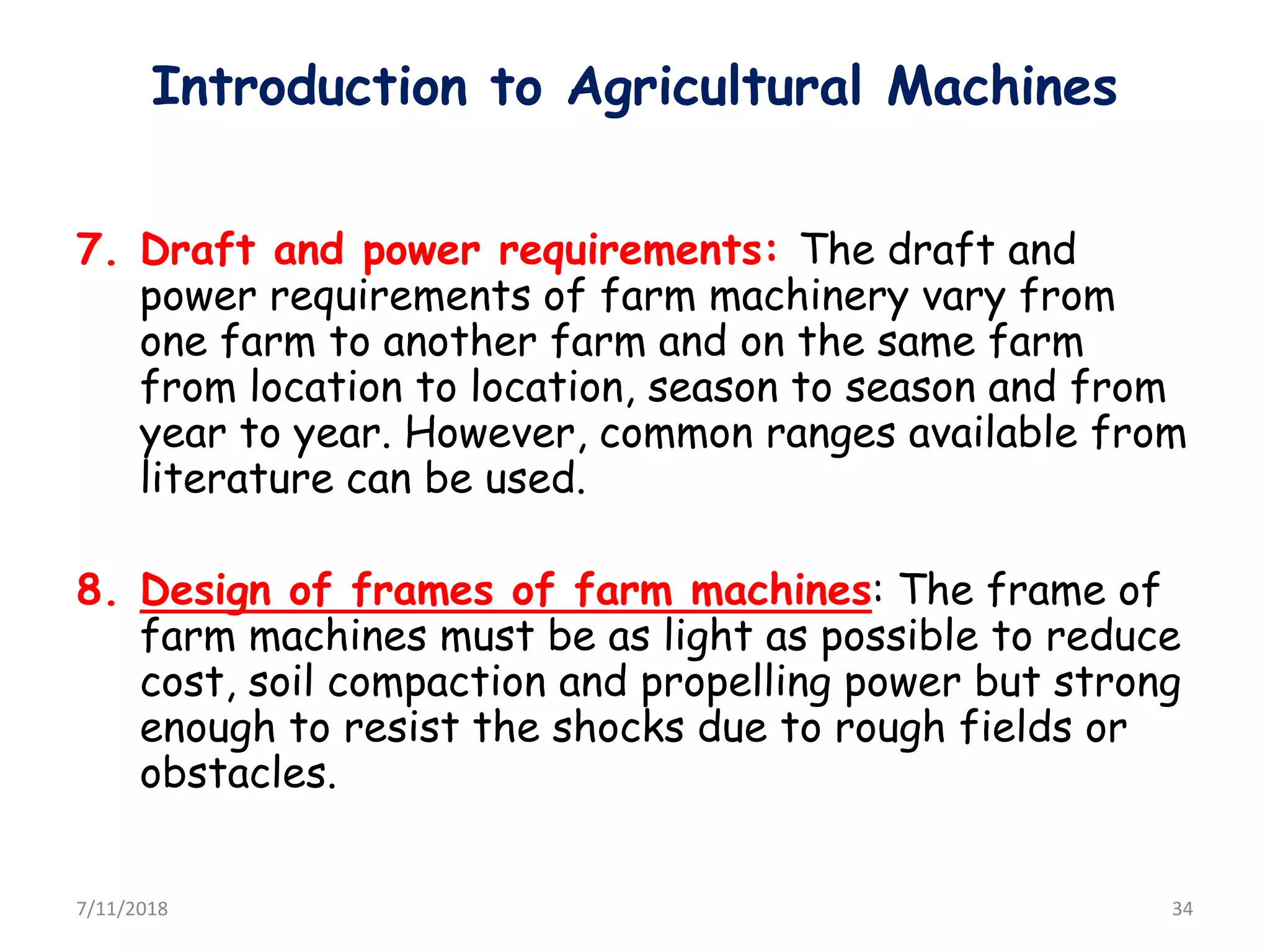 Agricultural machinery chapter 1 | PDF